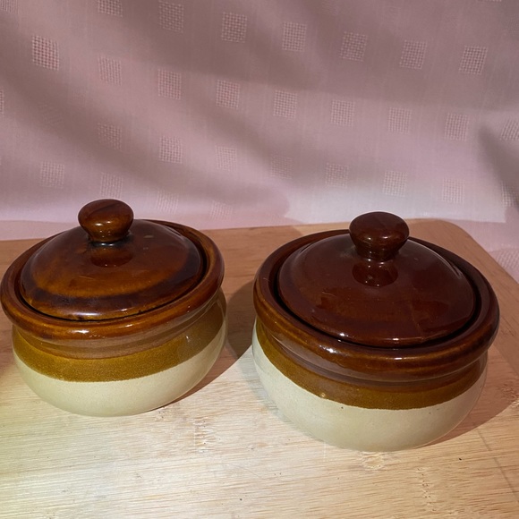 Dining | Vintage Stoneware Dinnerware Pottery Bean Pots With Lid Set Of ...